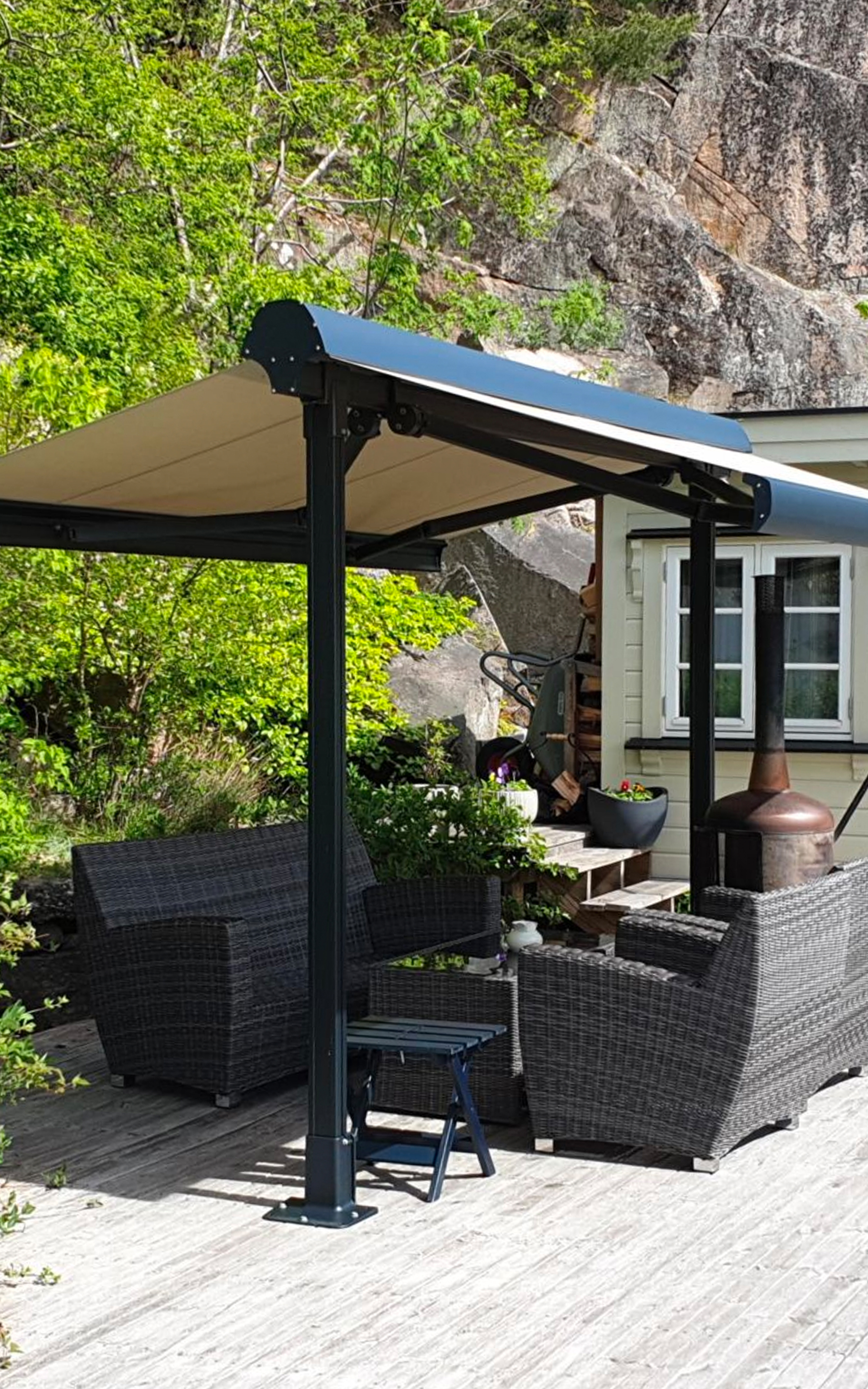 Frittstående markiser | Kjells Markiser | Utvendig solskjerming